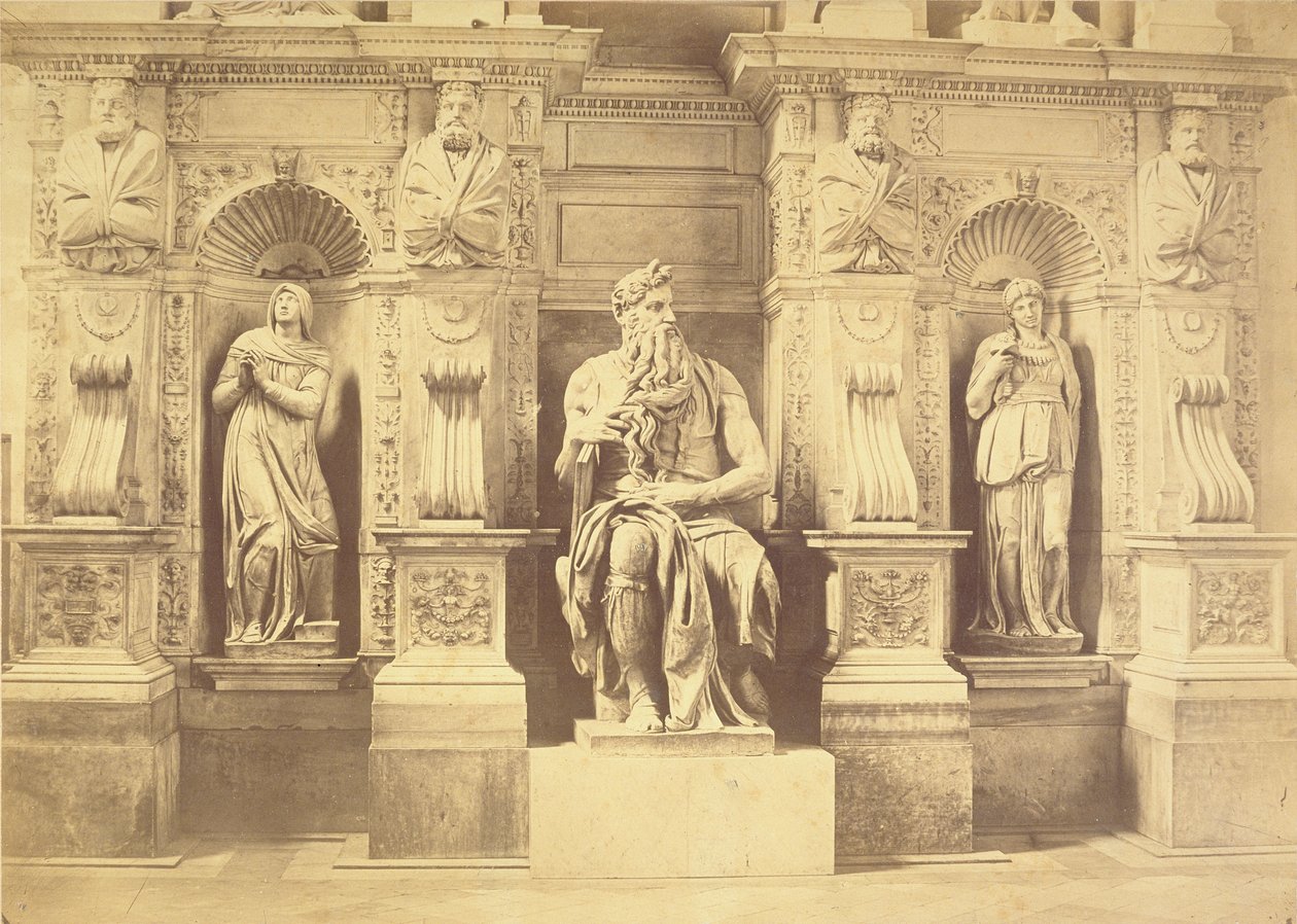 Graf van paus Julius II (1453-1513) detail van Mozes geflankeerd door ...